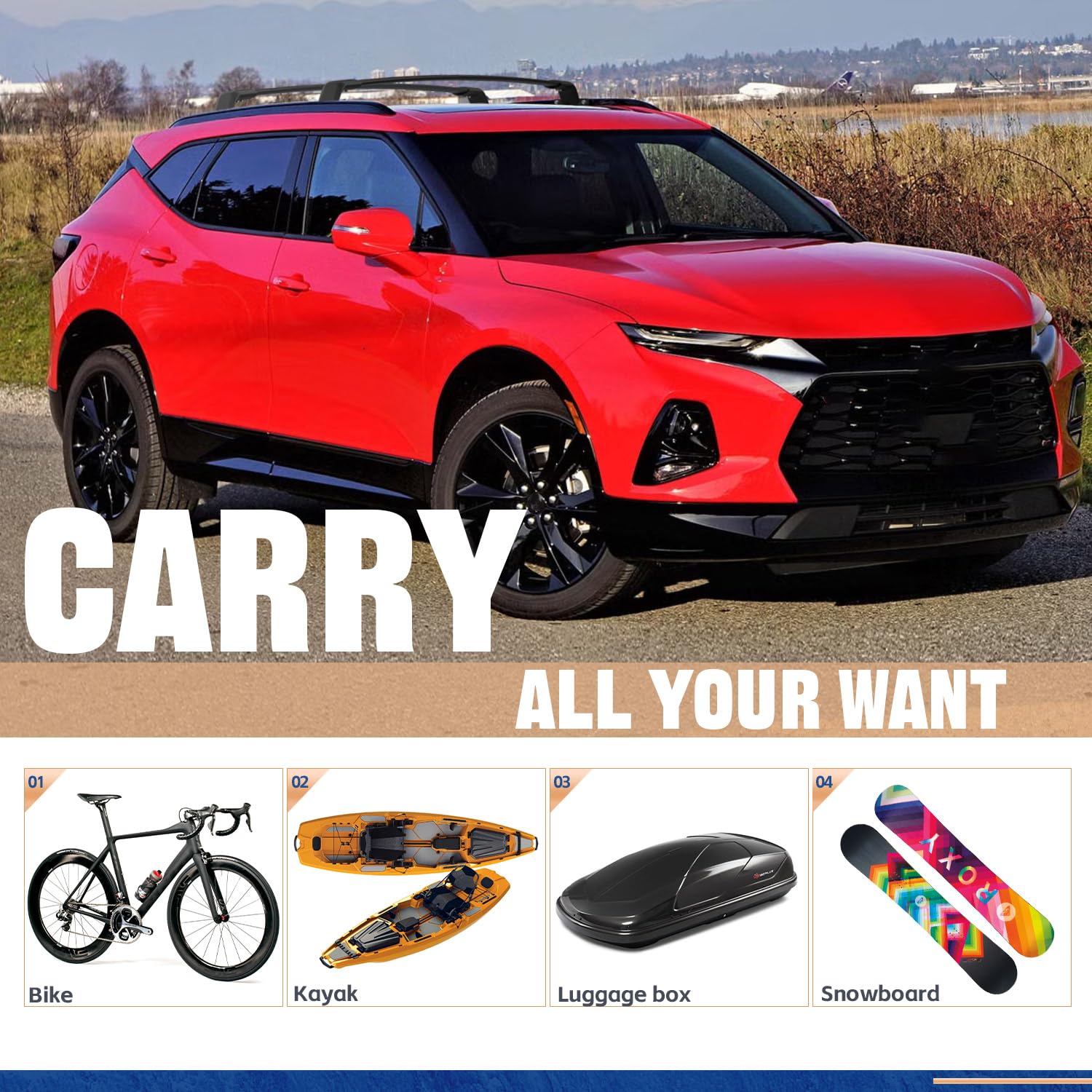 Snapklik.com : 220 LBS Roof Rack Cross Bars Fit For Chevrolet Chevy ...