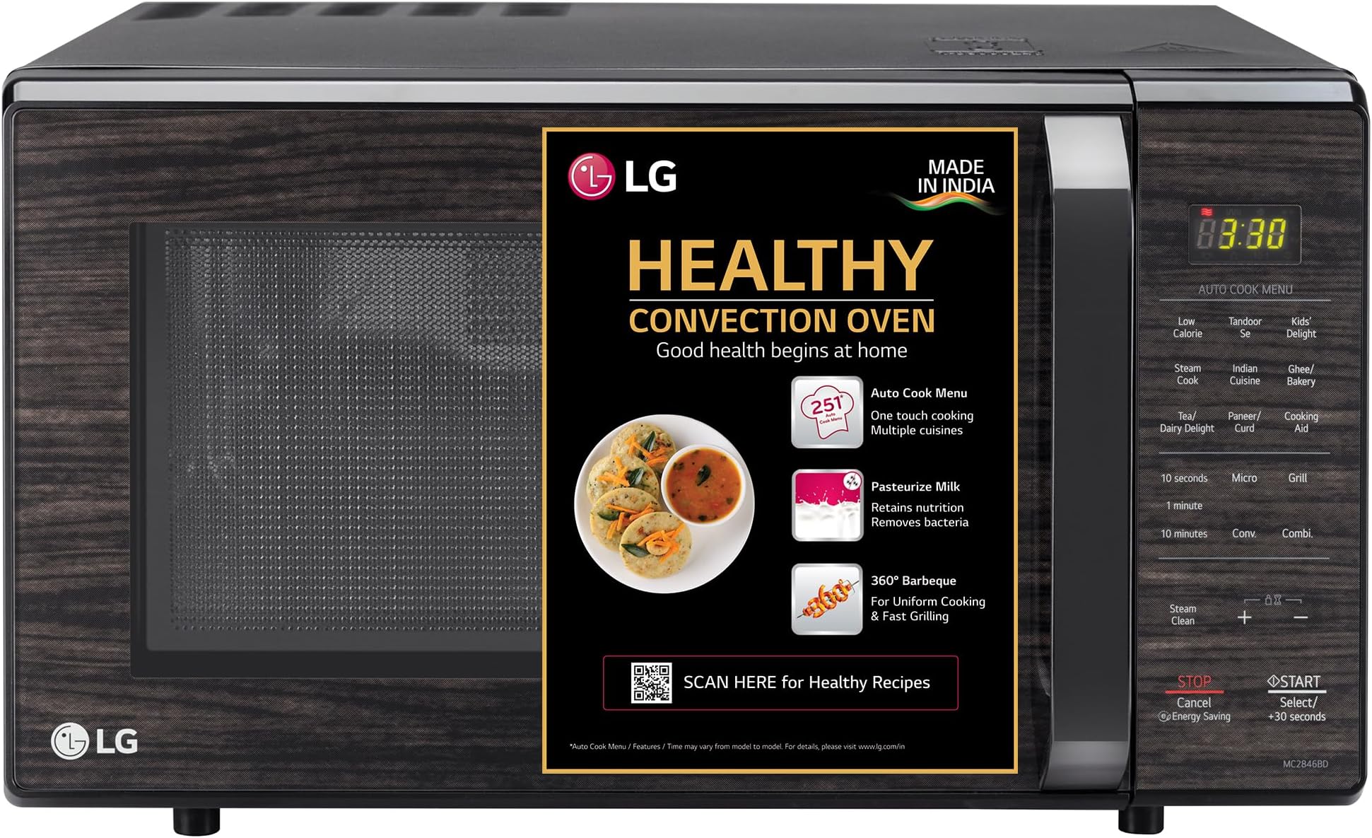 LG 28 L Convection Microwave Oven (MC2846BD, Black, Health Plus Menu ...