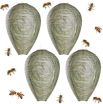 4 Pack Wasp Nest Decoy, Fake Wasp Hanging Nest Hornet Repellent Trap ...