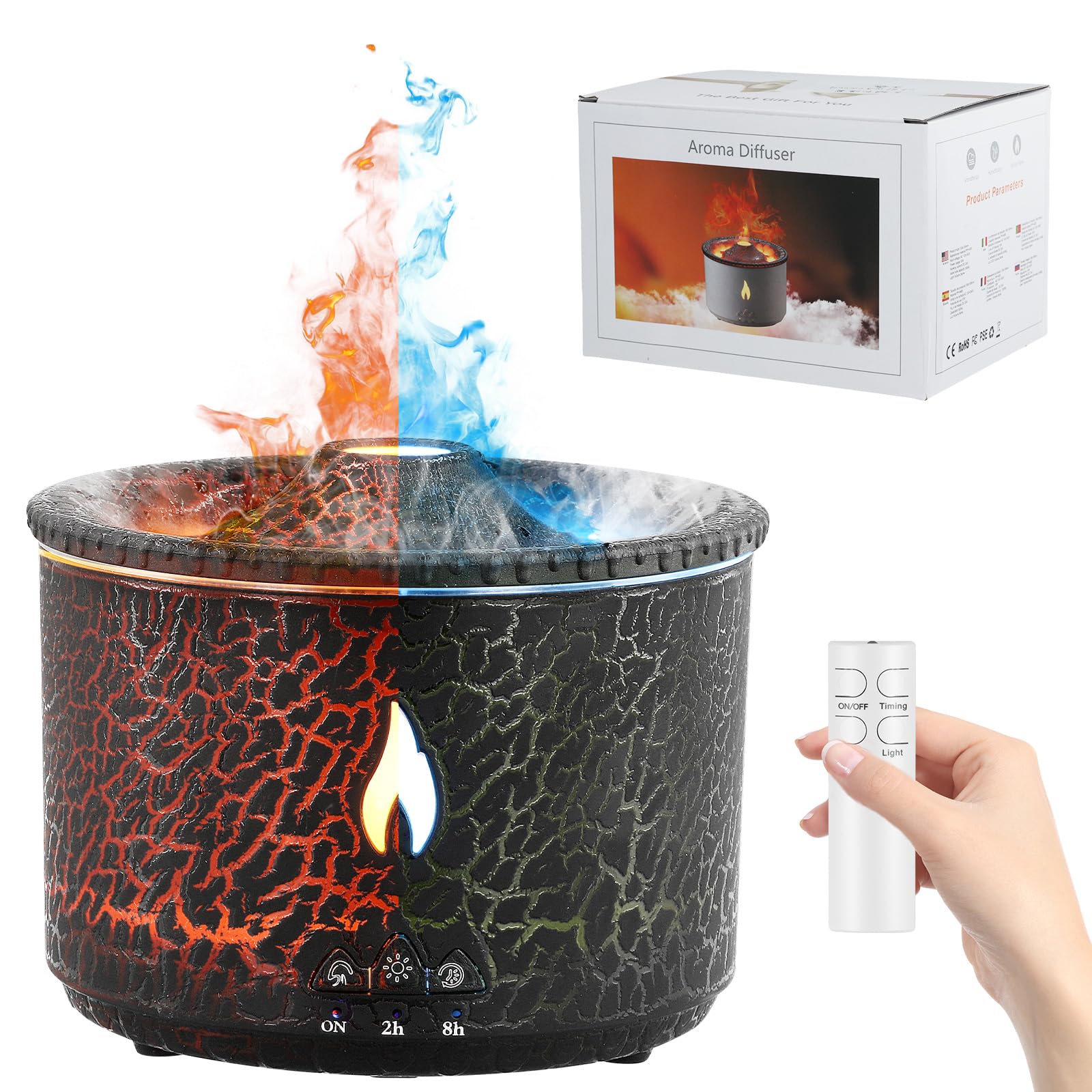 Volcano Air Diffuser, 360ml Jellyfish Mist Flame Diffuser for Bedroom ...