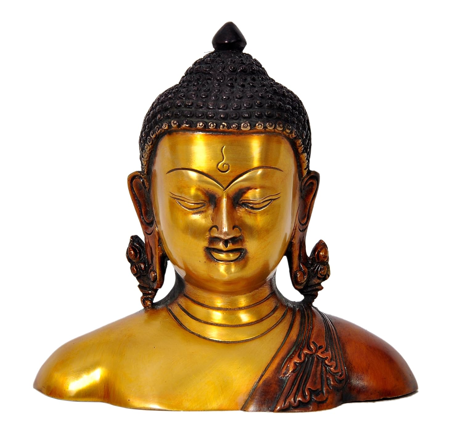 Buy Aesthetic Decors Buddha Bust W Shawl in Nepali Red Showpiece - 17.8 ...