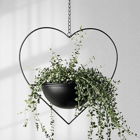 Amazon.com : SMQLJXC Hanging Plant Holder,Wrought Iron Heart Shape ...