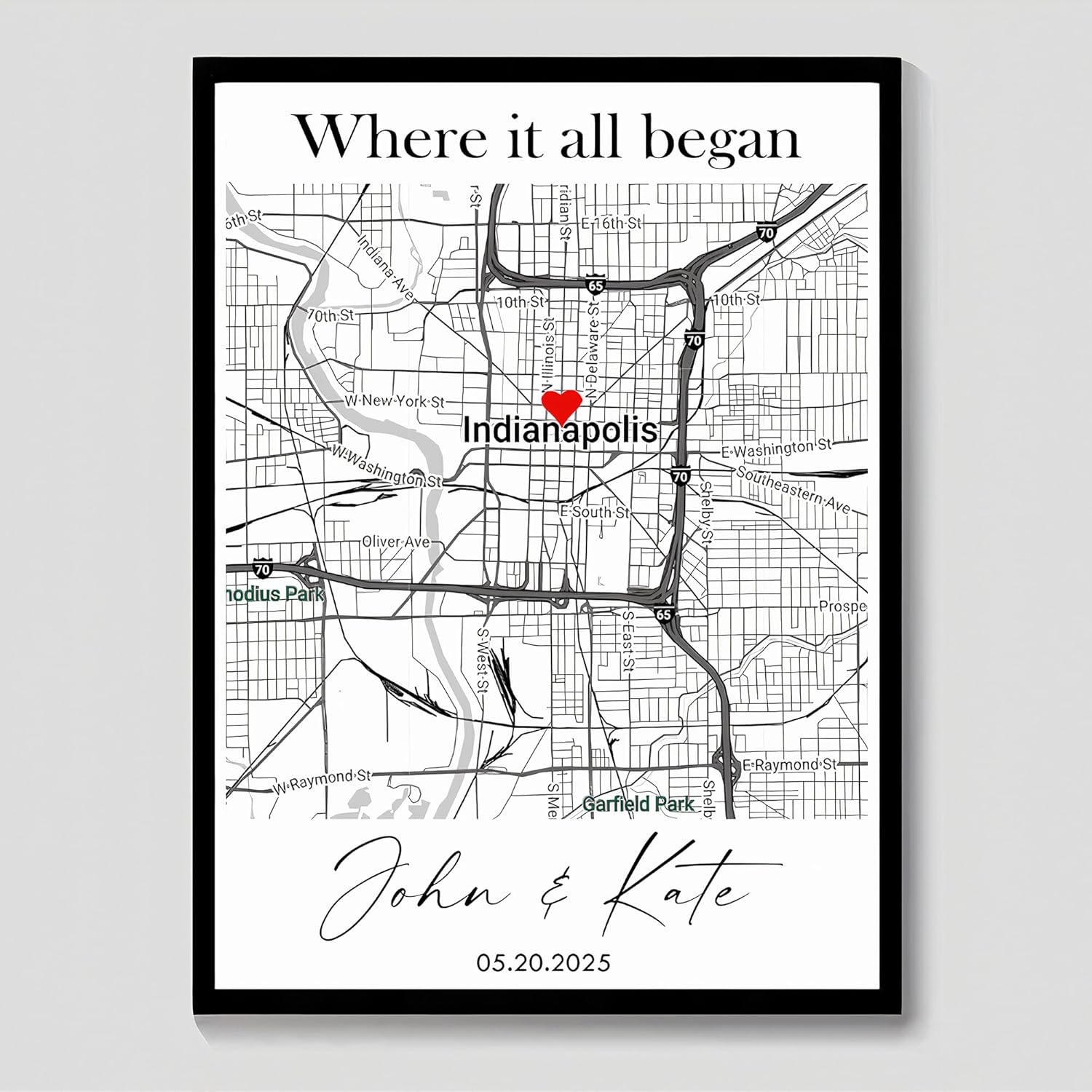 Amazon.com - Where It All Began, Couple Maps Art Print, Minimalist ...