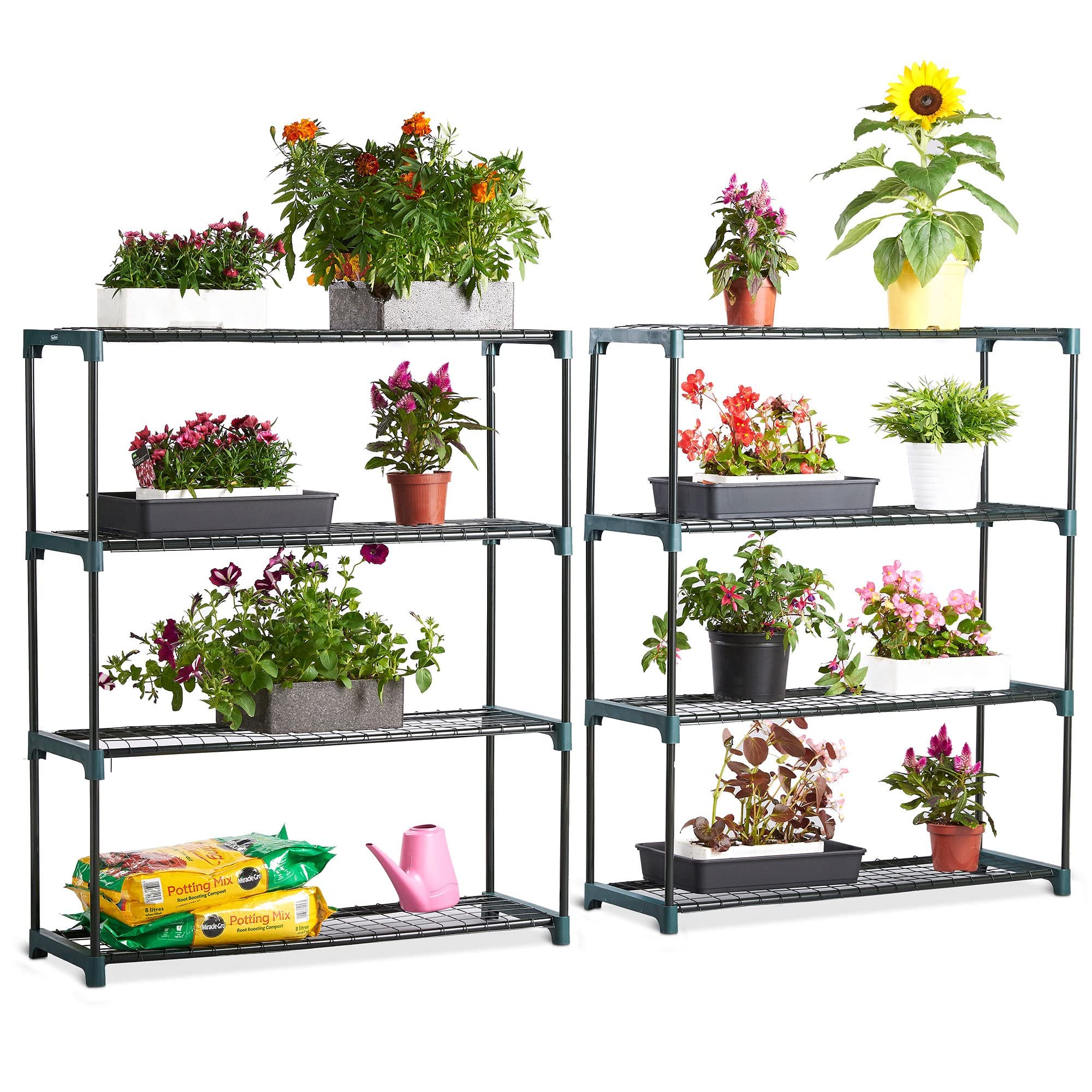 VonHaus Greenhouse Shelving – Staging Unit with 4 Tier Steel Shelves ...