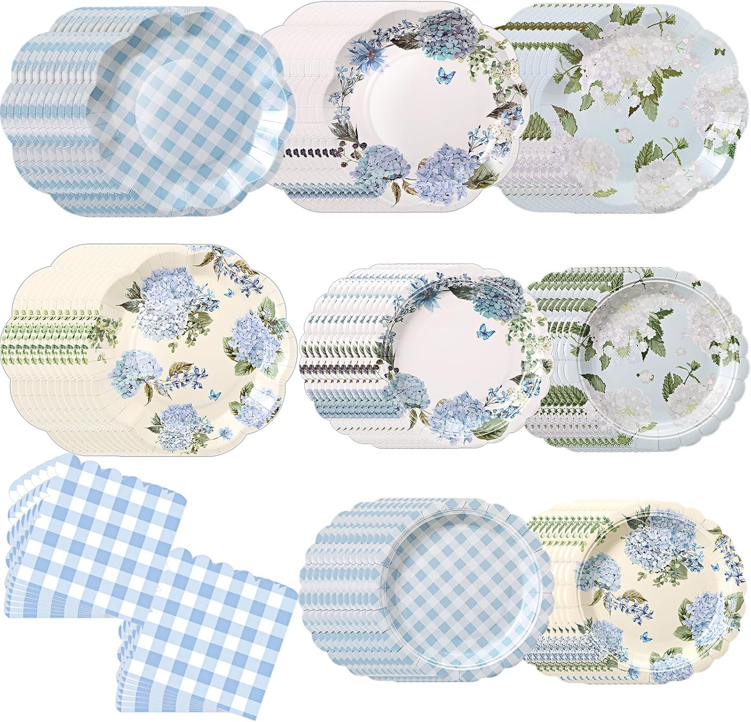 Amazon.com: Skybooly 144 Pcs 48 Guests Hydrangea Plates and Napkins ...