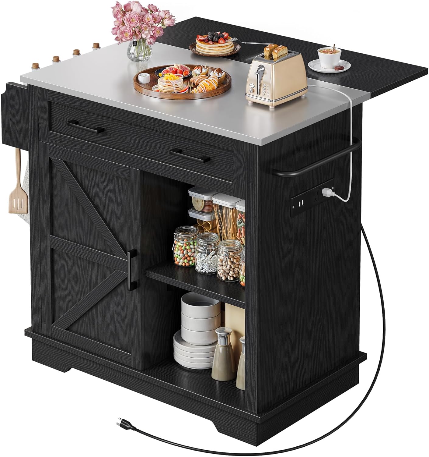 Amazon.com: YITAHOME Kitchen Island with Stainless Steel Top & Drop ...