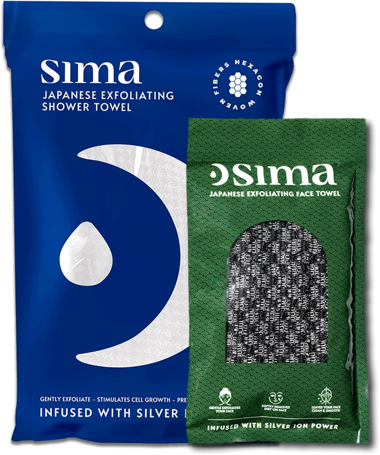 Amazon.com: Sima - Bundle - Exfoliating Body Towel White + Face Towel ...