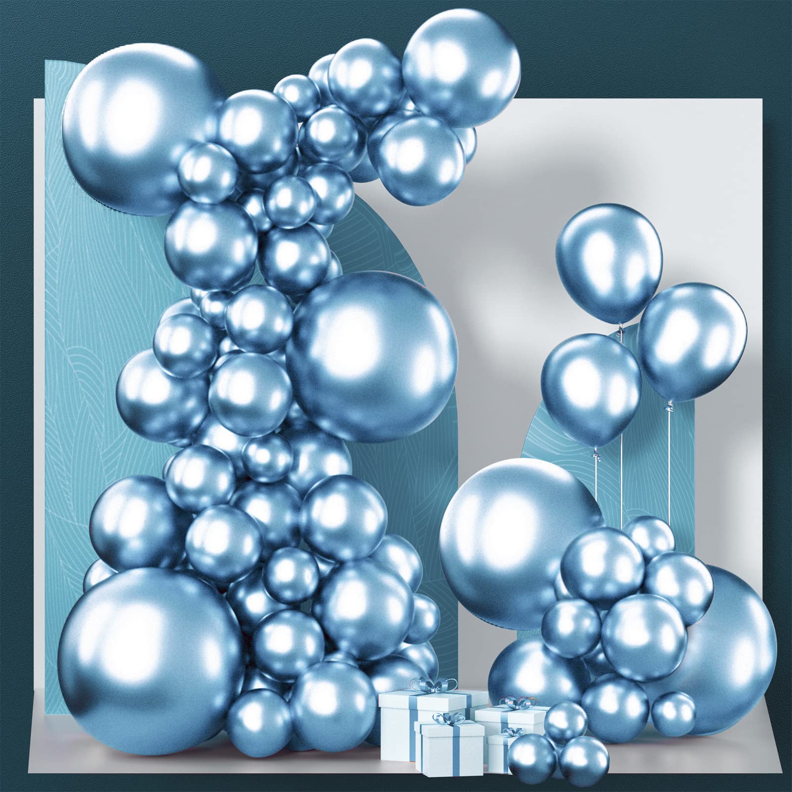 Amazon.com: PartyWoo Metallic Light Blue Balloons, 130 pcs Light Blue ...