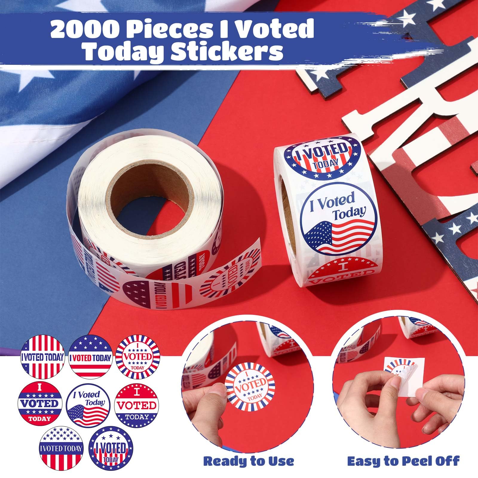 Snapklik.com : Tenceur 2000 Pcs I Voted Today Stickers 1.5 Inch Round ...
