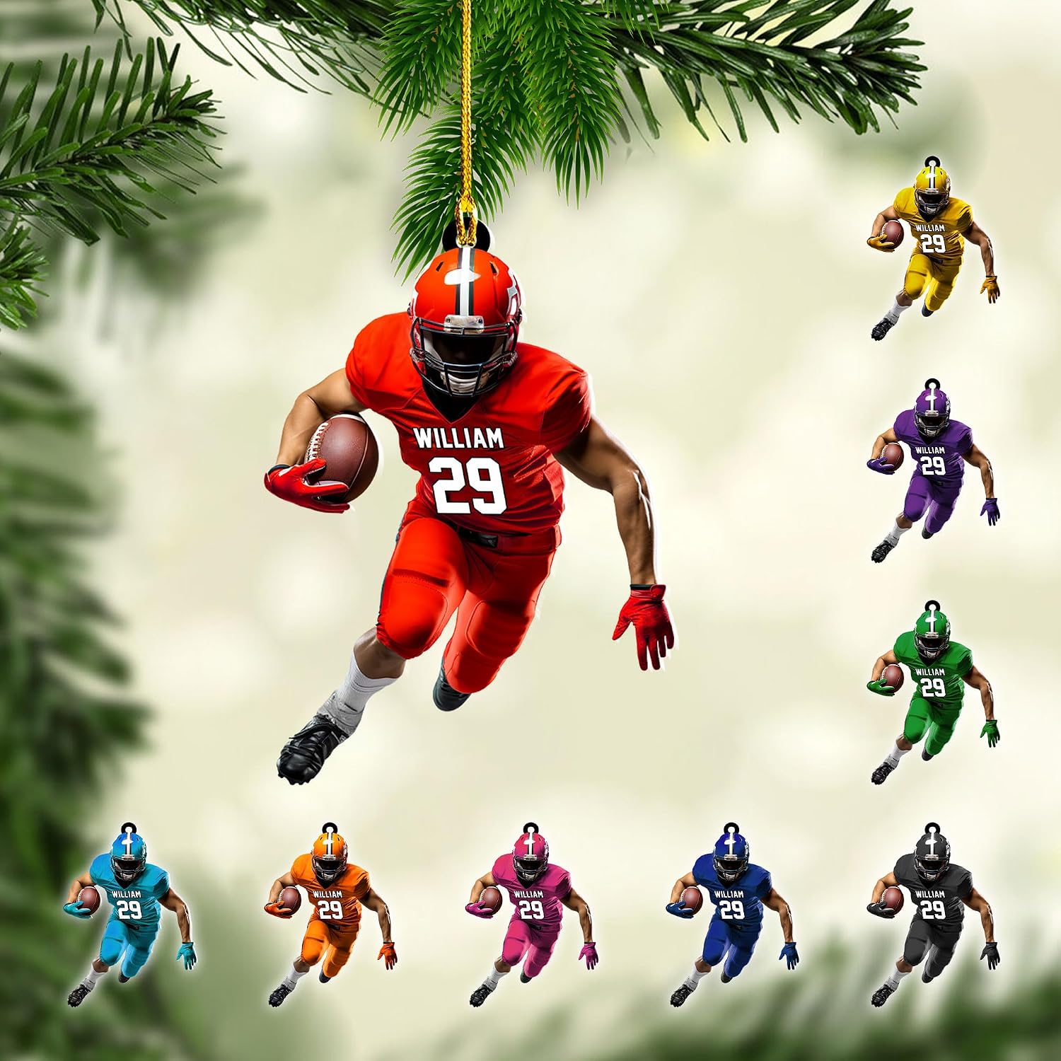 Amazon.com: AOVL Personalized Football Ornament Customized Football ...