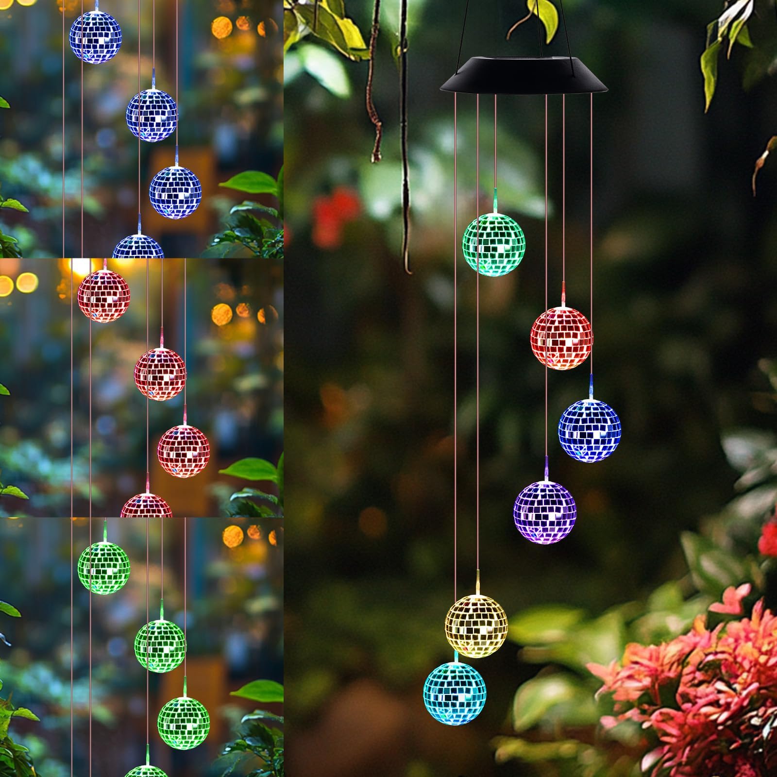 Amazon.com : Suzile 4 Pcs Color Changing Solar Wind Chimes, LED Crystal ...