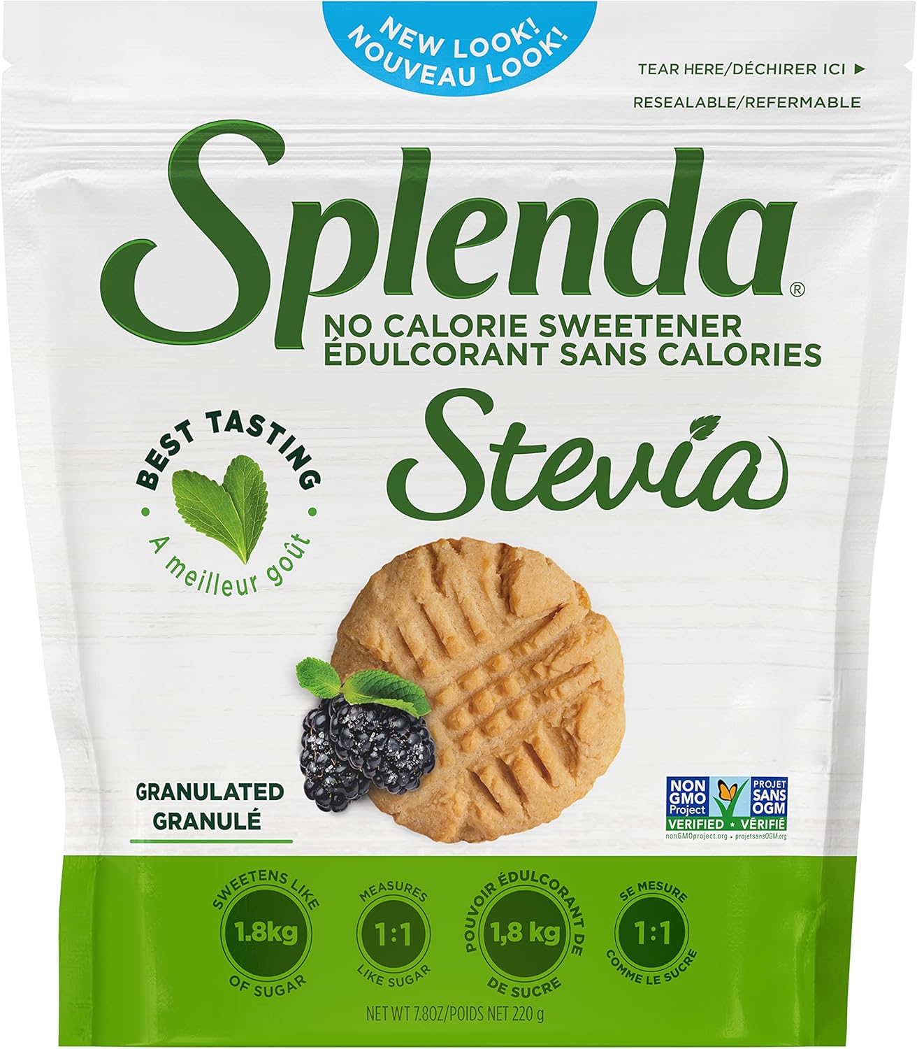 SPLENDA Stevia Sweetener for Baking: 7.8 oz Granulated Bag (Pack of 1 ...