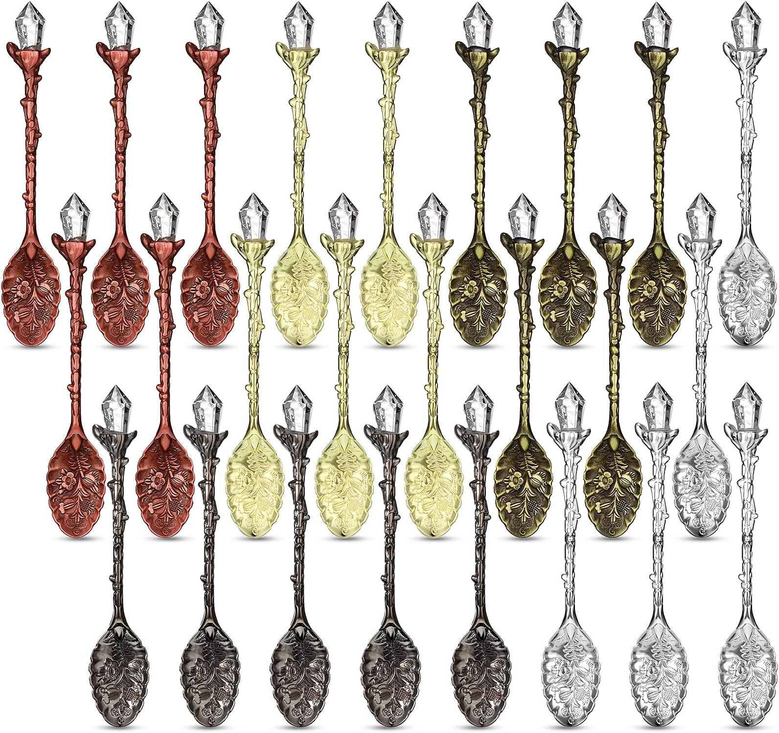 Amazon.com: Retro Coffee Spoons Crystal Alloy Spoons Vintage Carved ...