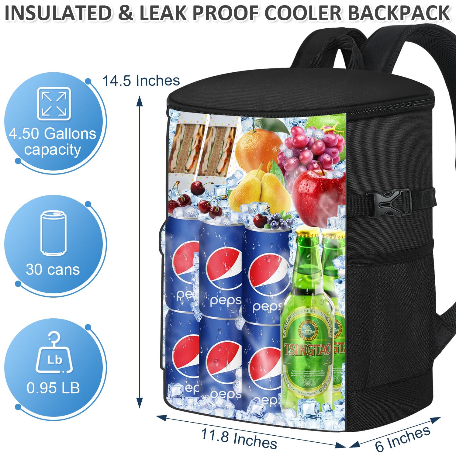 Snapklik.com : Cooler Backpack Insulated Waterproof 30 Cans, Ice Chest ...