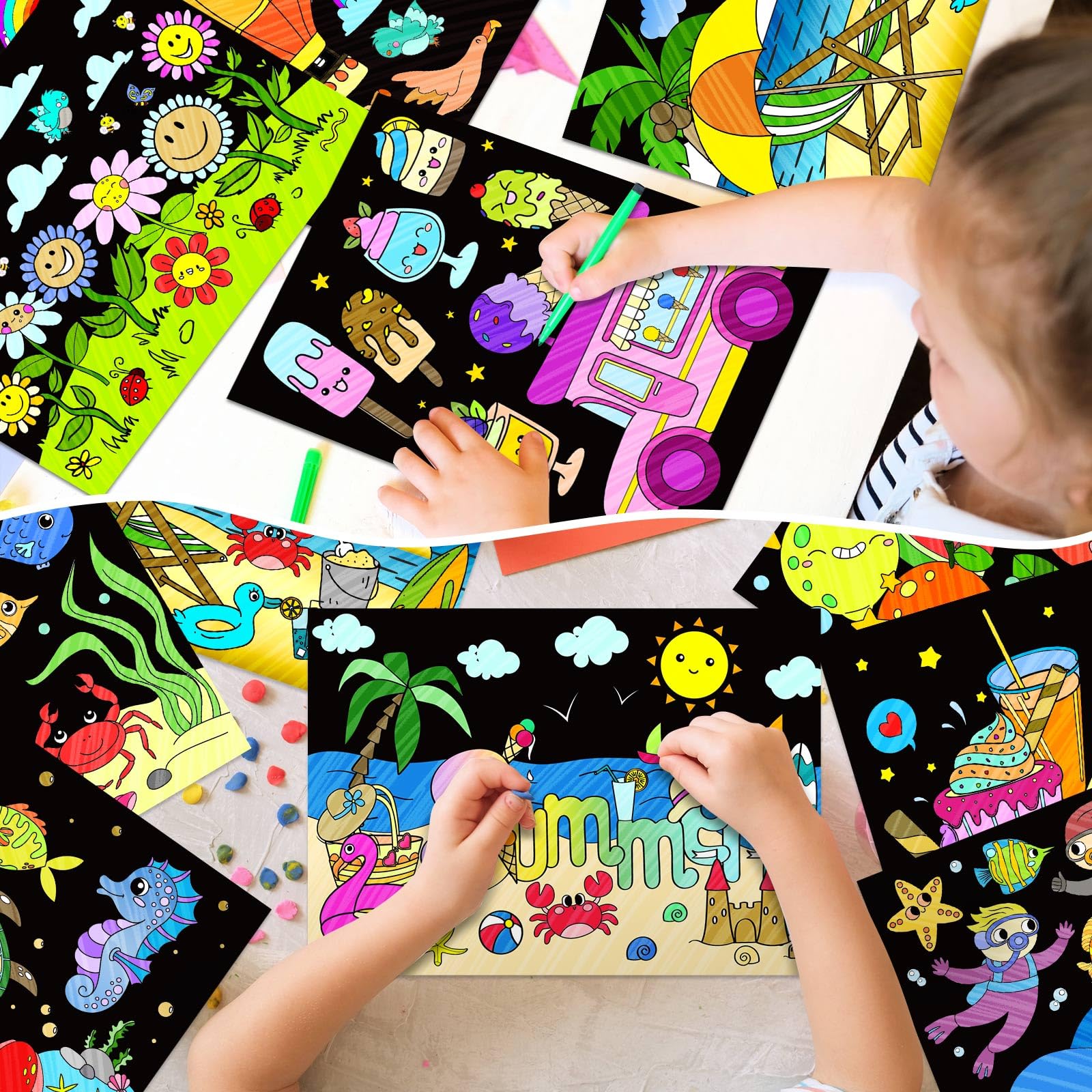 Snapklik.com : 30 Pcs Funny Color Your Own Summer Posters DIY Happy ...