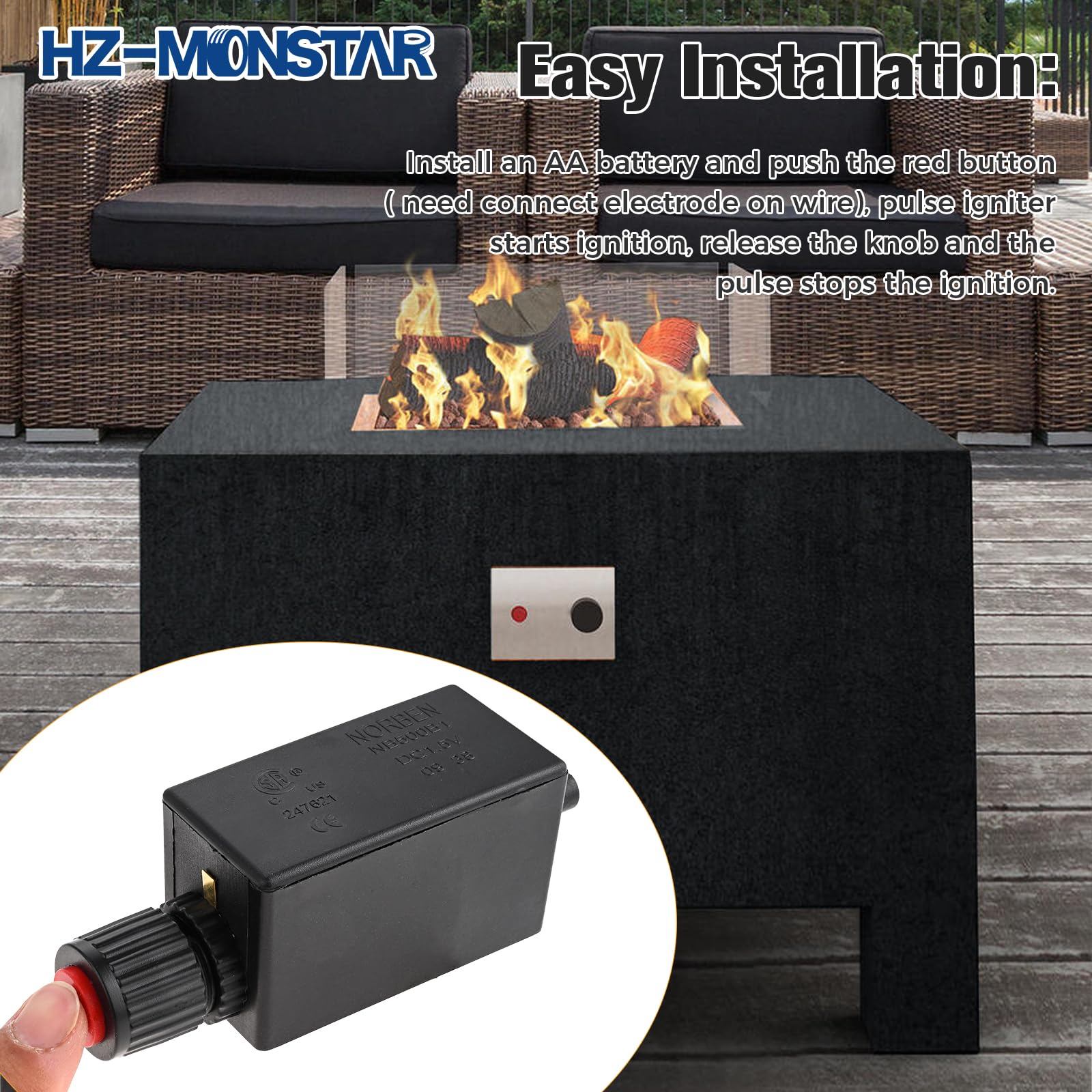 Snapklik.com : Igniter Push Button Ignition And Wire 500mm For Fire Pit ...