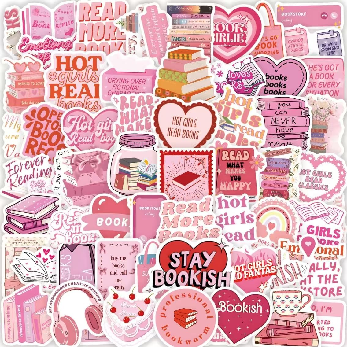 Amazon.com: STKR 120pcs Pink Bookish Stickers for Girls,Book Stickers ...