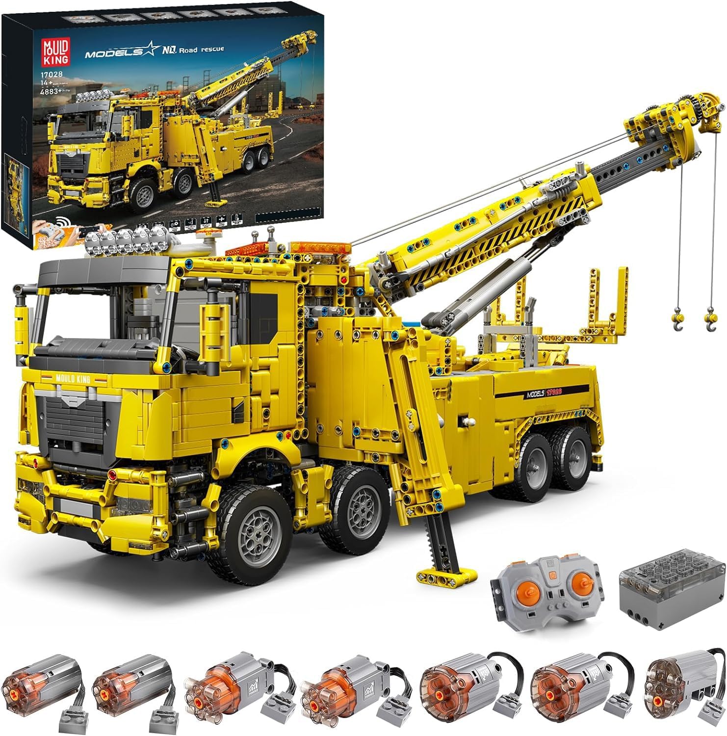 Mould King 17028 Road Rescue Truck Building Block Kits, MOC Crane Truck ...