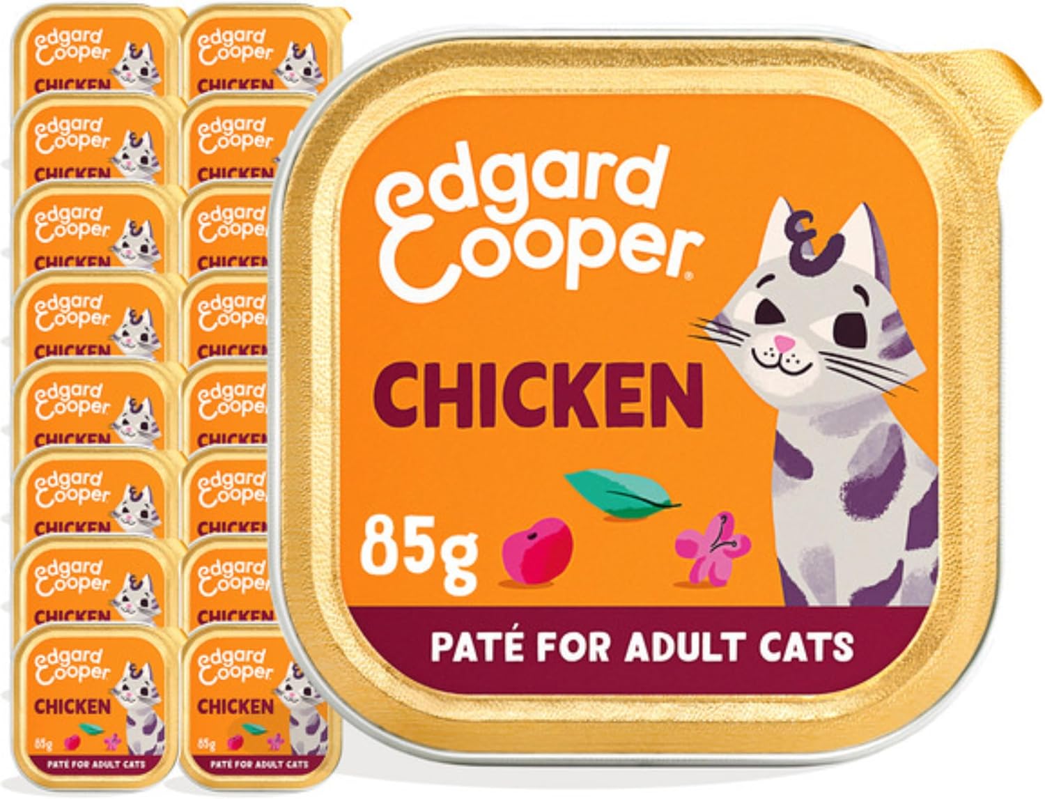Edgard Cooper Paté for Kittens, (Duck and Chicken, 16x 85g cup), wet food for sterilized or ...