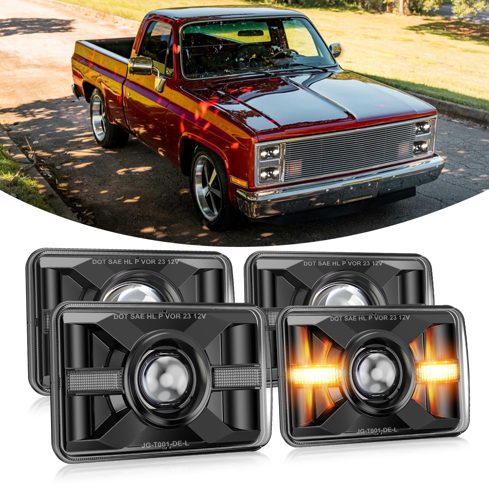 Snapklik.com : 4X6 LED Headlights 100W 4PCS 1000% Brighter DOT Approved ...