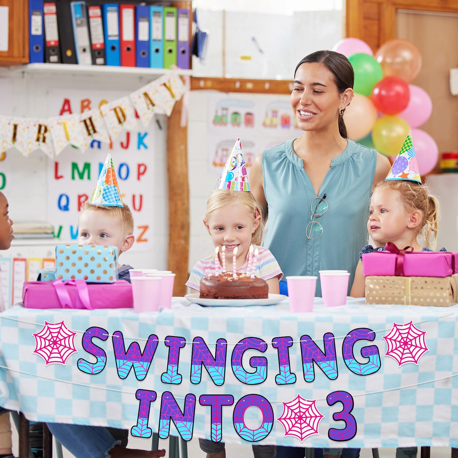 Snapklik.com : TaoBary Spider Theme 3rd Birthday Banner, Pre-strung ...