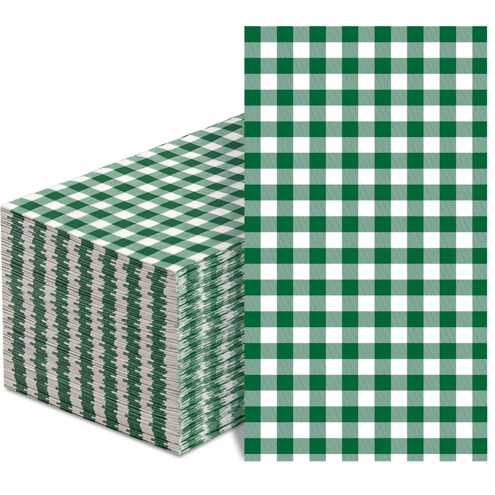 Amazon.com: 100 Pcs Green Gingham Napkins Disposable - Green and White ...