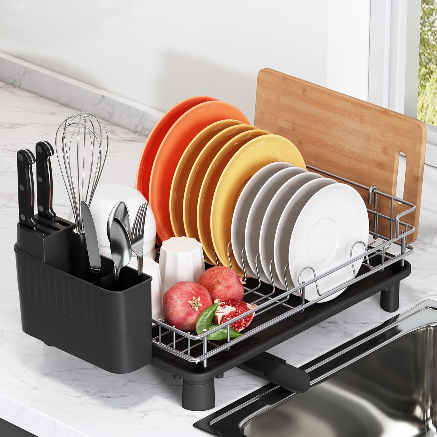 Romision Large Dish Drying Rack with Drainboard Set, Stainless Steel ...