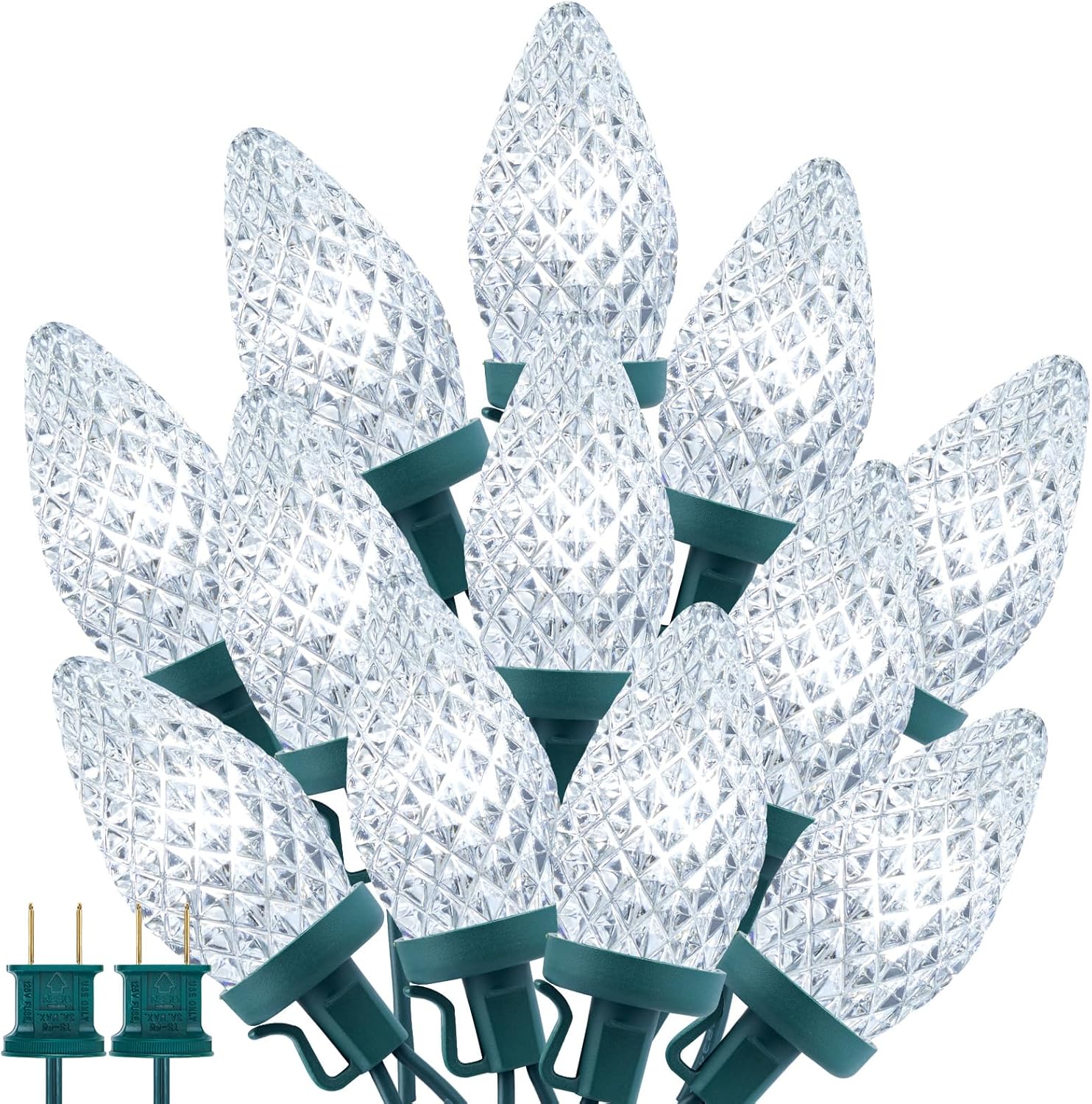 Brightown C9 LED Christmas String Lights, 2 Pack 66ft 100LED Outdoor ...