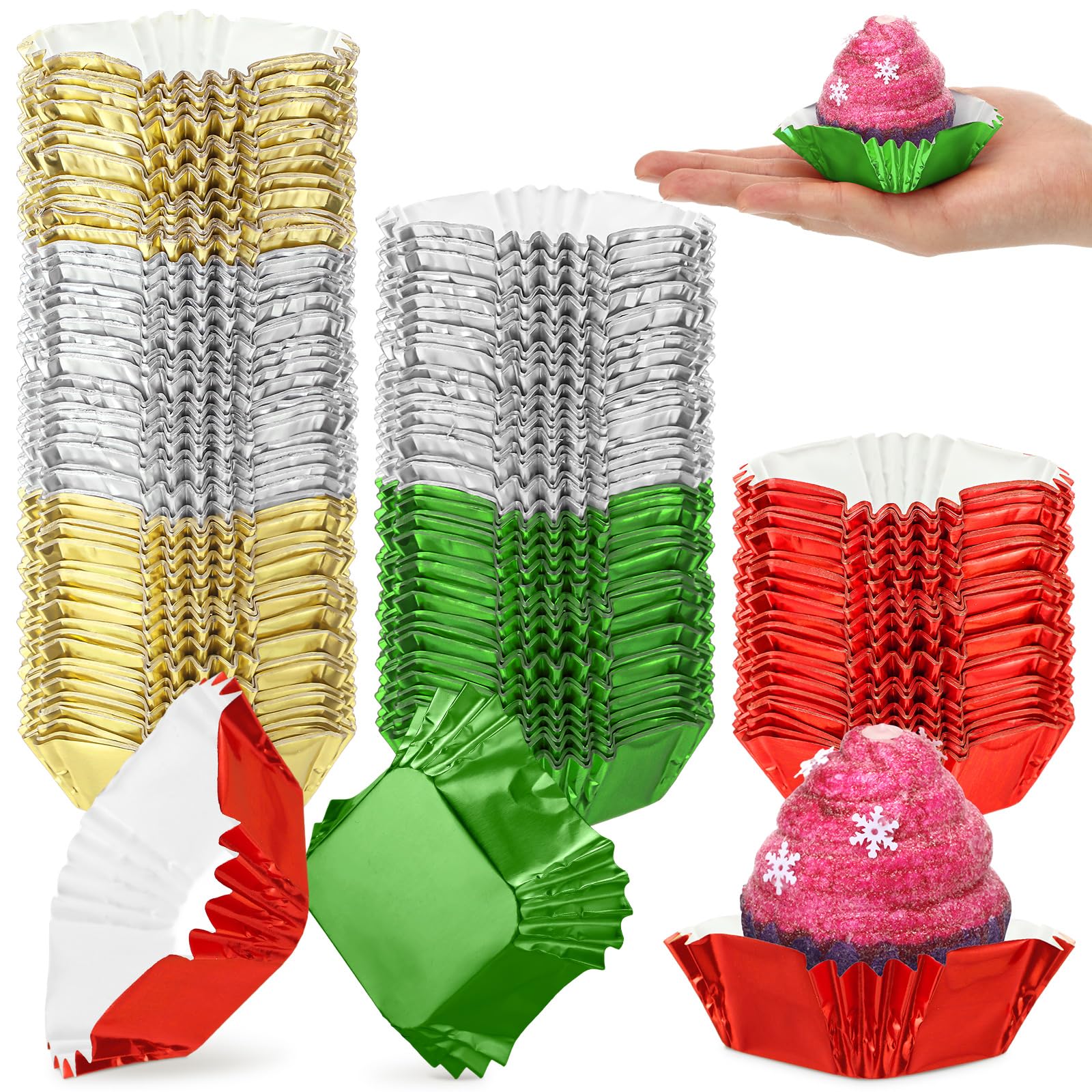 Amazon.com: Layhit 900 Pcs Square Mini Foil Cupcake Liners Disposable ...