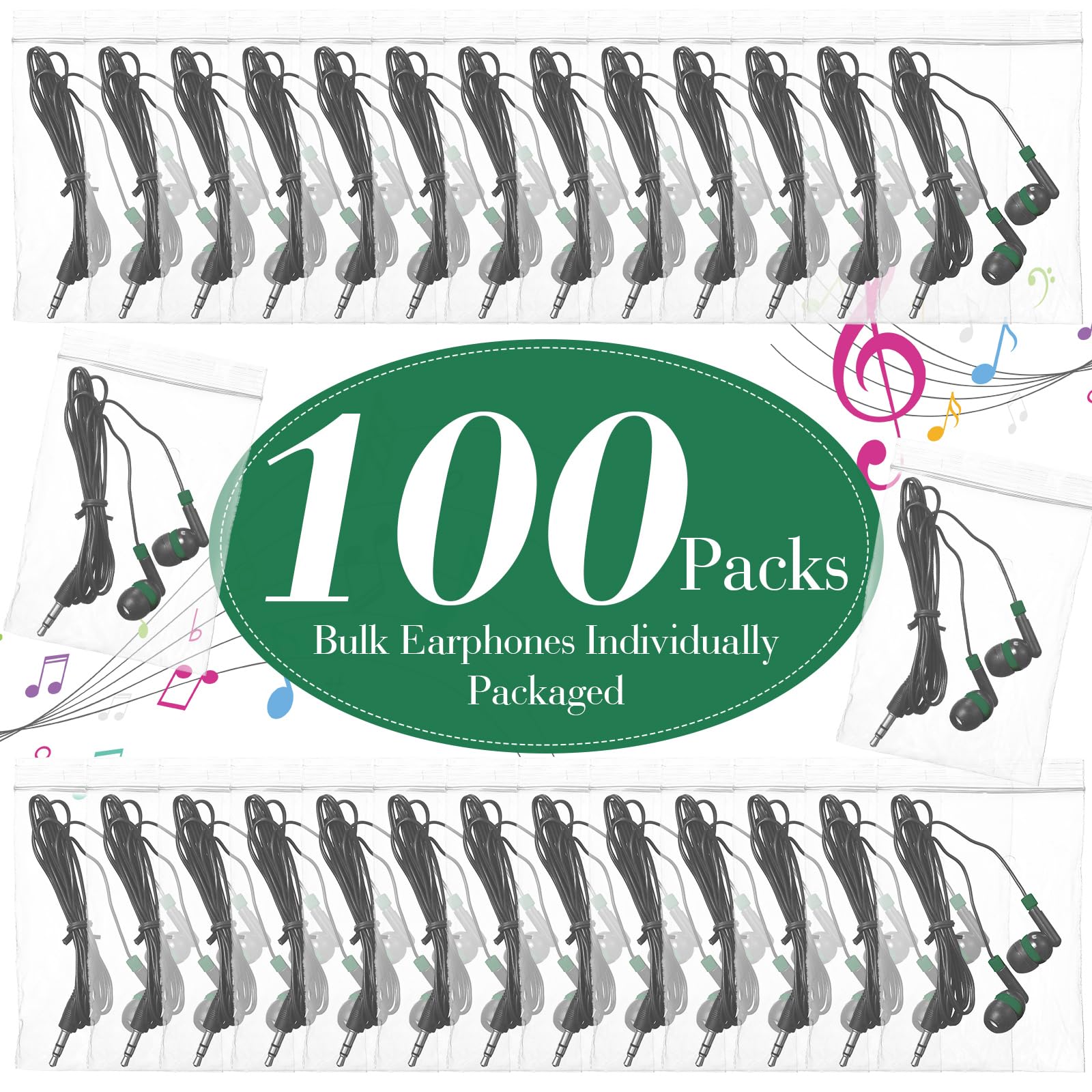 Snapklik.com : Kanayu 100 Pack Wired Earbuds Bulk For Classroom Ear ...