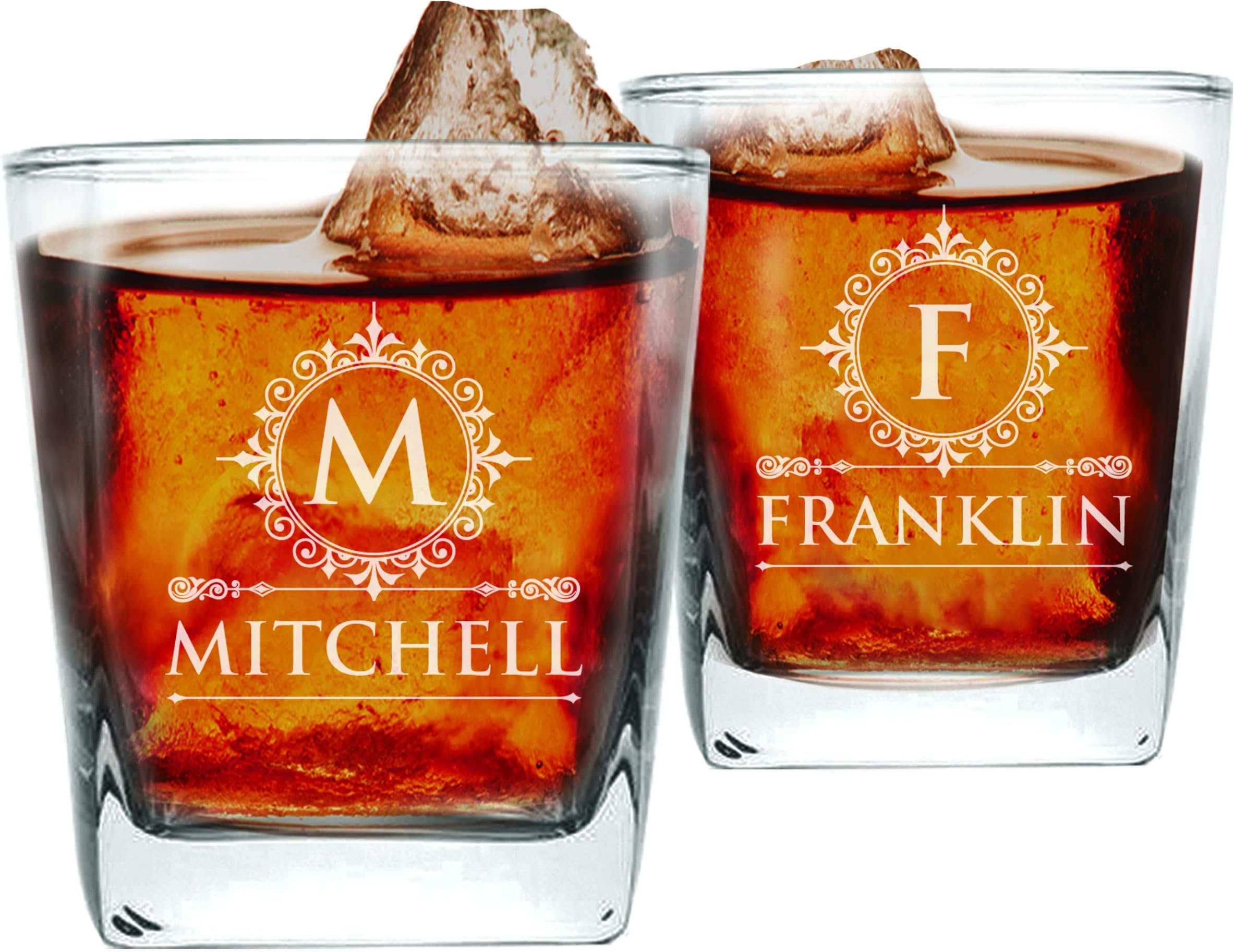 Amazon.com | Set of 1, 2, 3, and More Custom Etched Whiskey Square ...