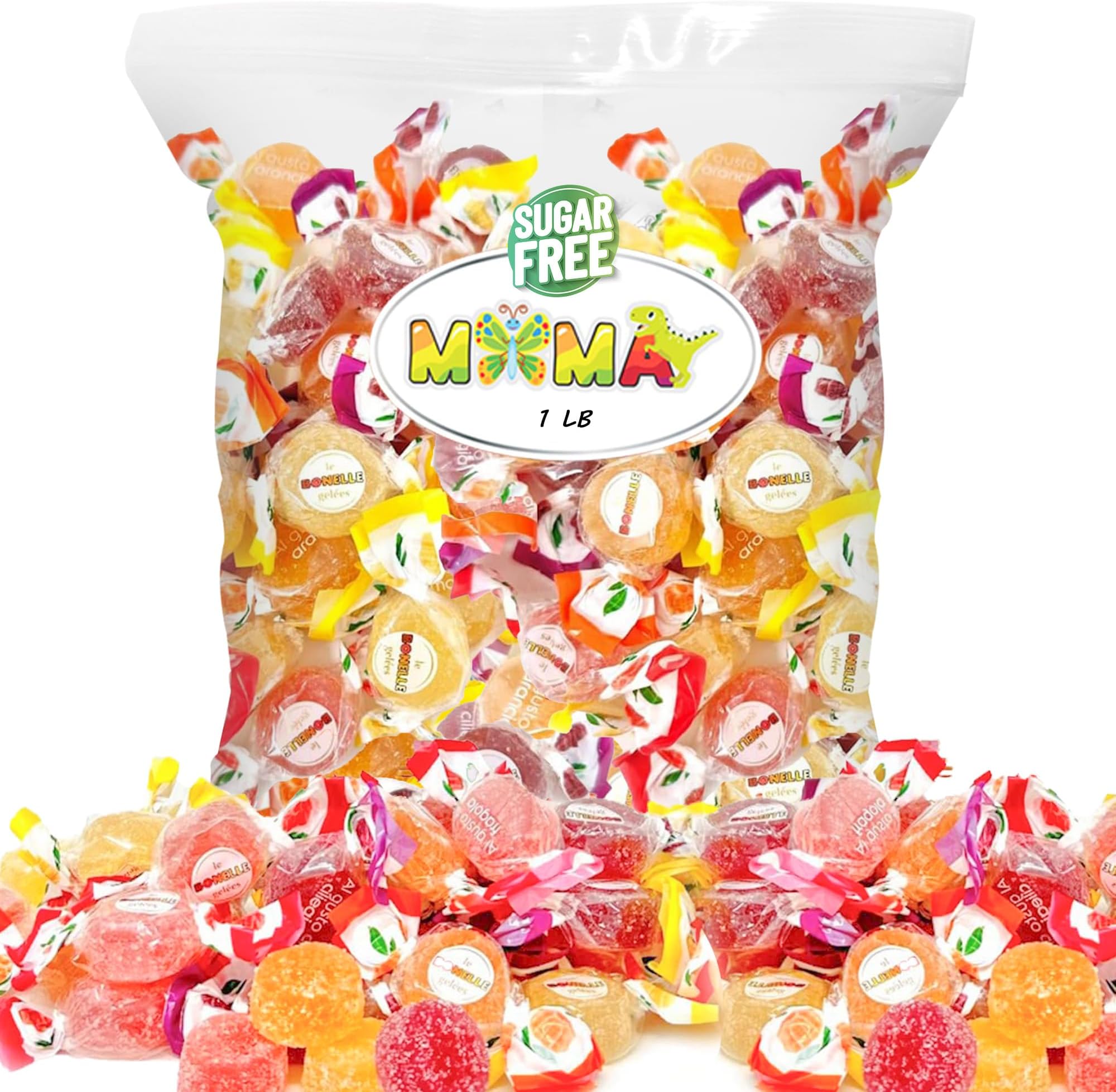 Amazon.com : B0nelle Sugar-Free Italian Fruit Jelly Candy - 1 lb ...