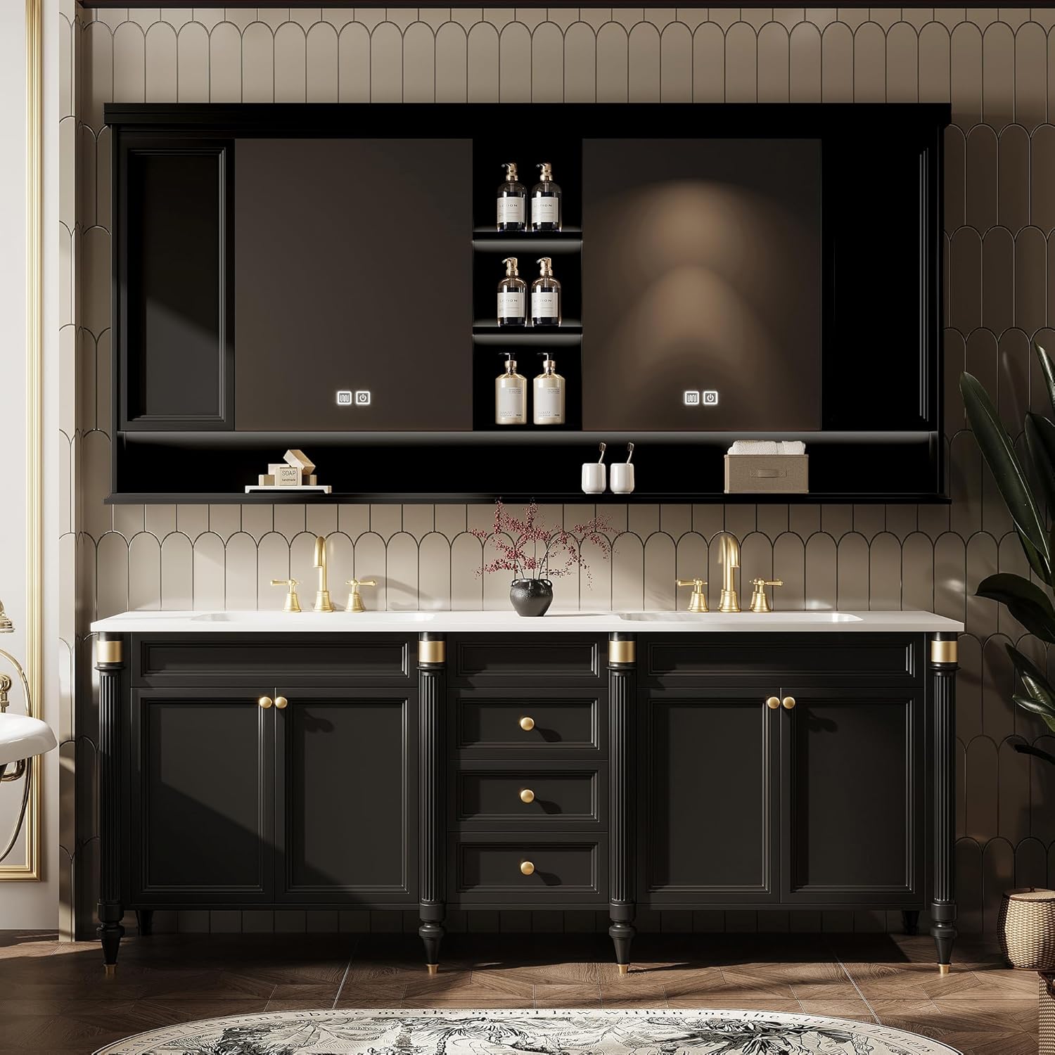 GruiGevi Bathroom Vanity with Single Double Sink - Solid Wood Vanity ...