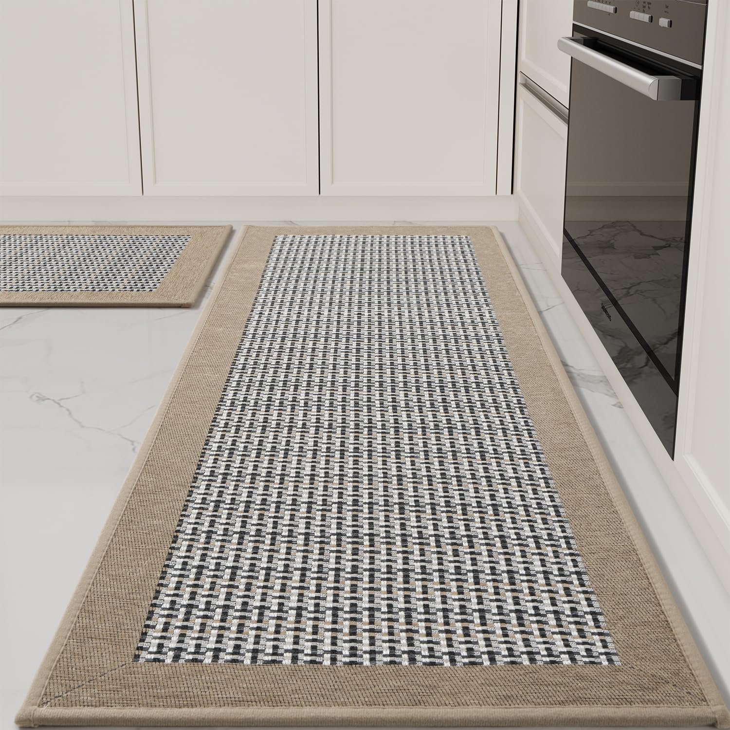 SIXHOME Brown 50 * 80+50 * 150cm Kitchen Mats non slip Washable Modern ...