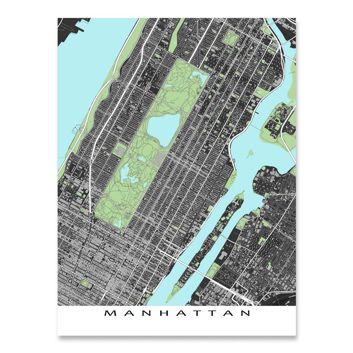 Amazon.com: Manhattan Map Art Print, New York City Poster, NYC, Central ...