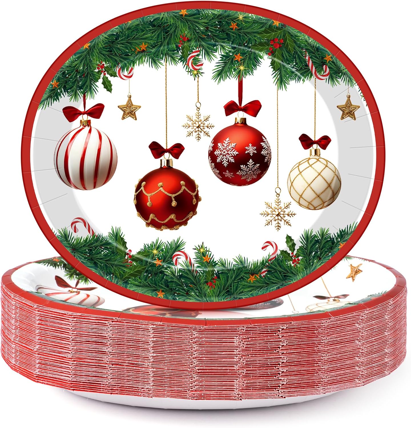 Amazon.com: Frerdui 50Pcs Christmas Plates,Merry Christmas Paper Plates ...