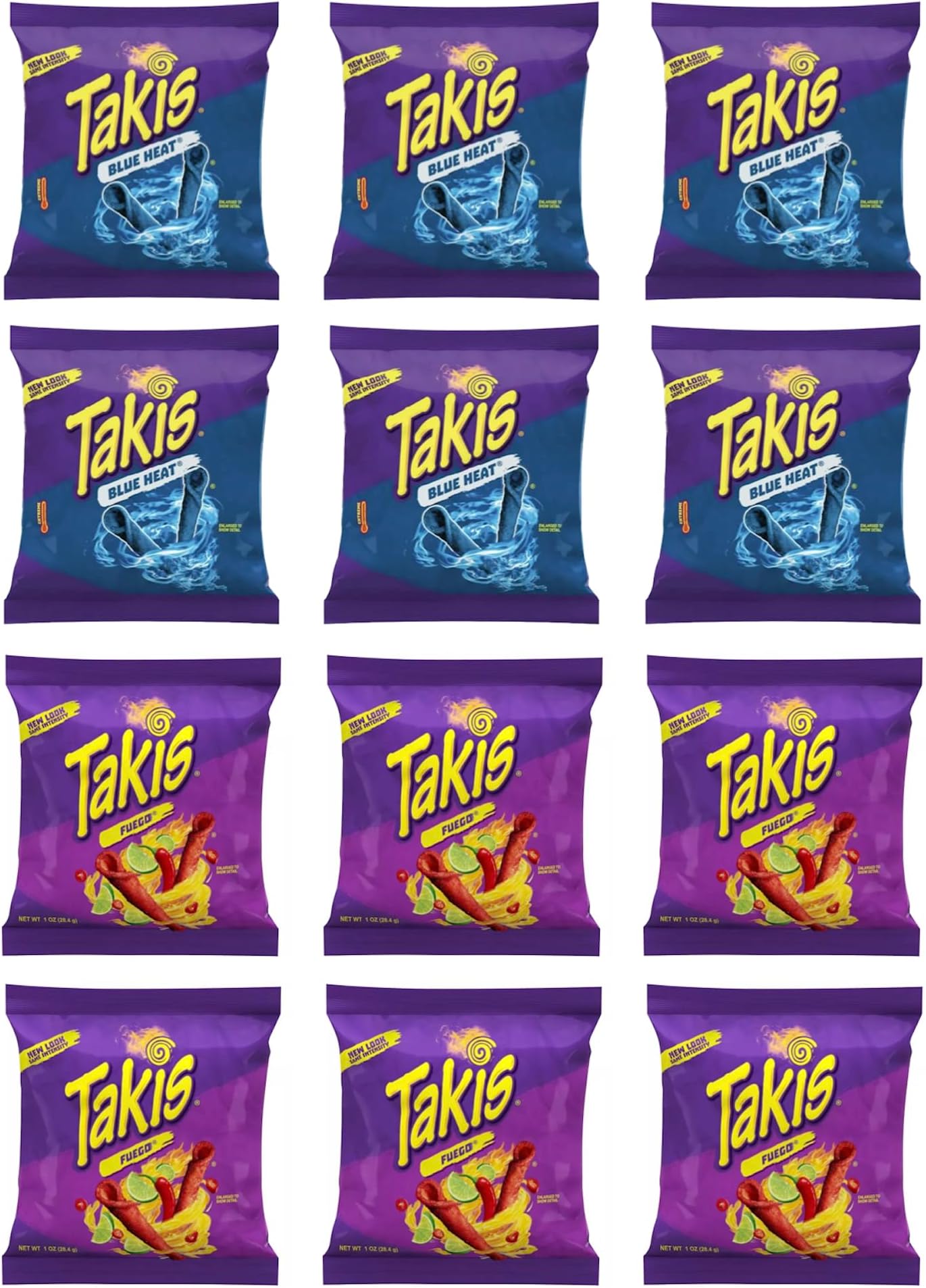 Amazon.com: Takis Blue Heat & Fuego Chips Variety Pack - 12 Count | 1oz ...