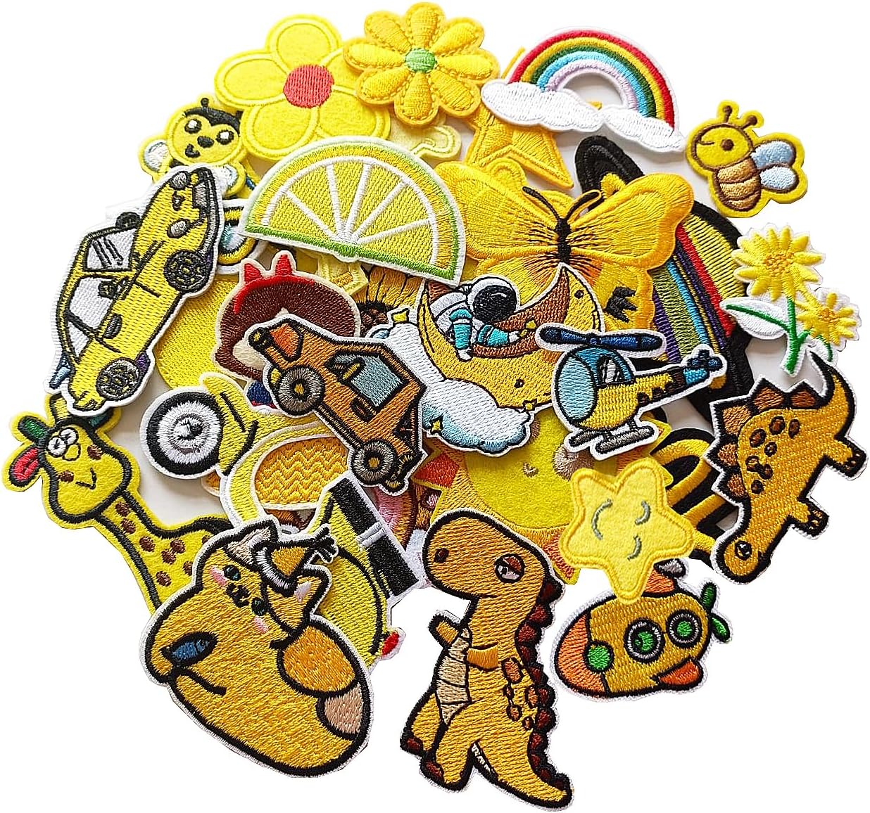 Amazon.com: MISDONR 30pcs Yellow Embroidered Iron on Patches Assorted ...