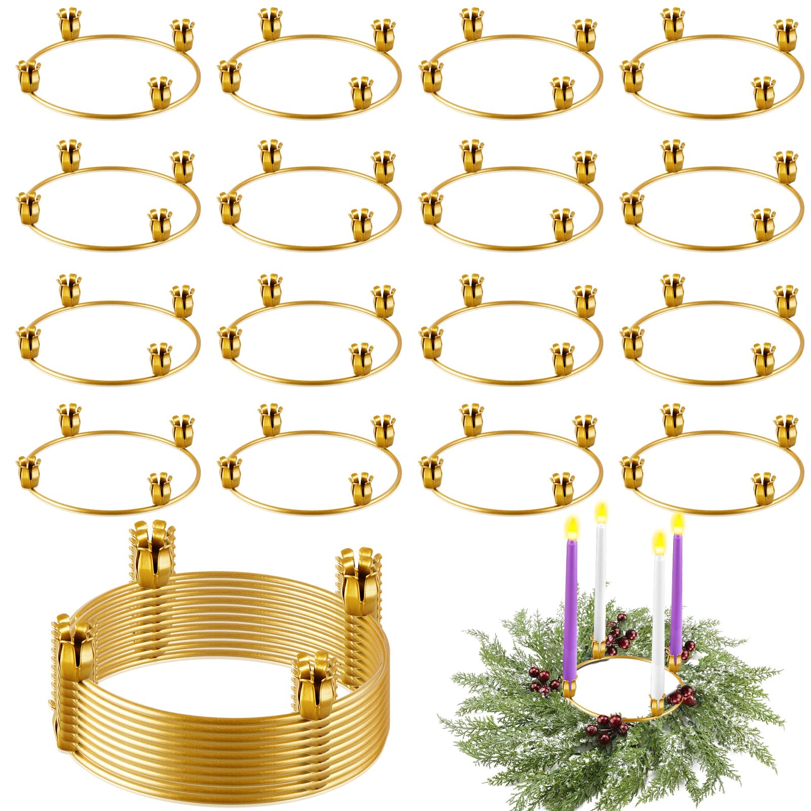 Amazon.com: Thyle 20 Pcs Christmas Candle Rings Wreaths Advent Wreath ...