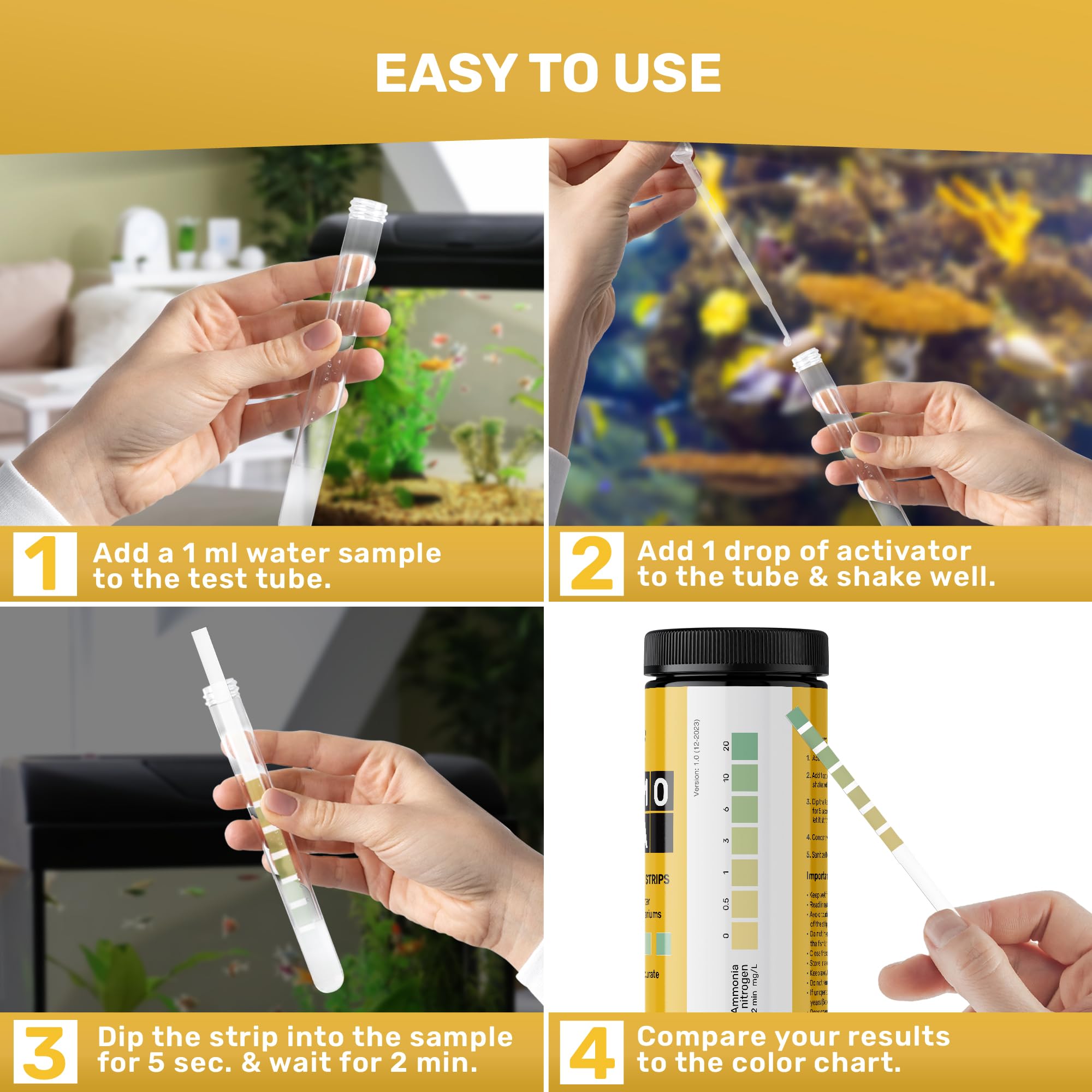 Snapklik.com : JNW Direct Ammonia Test Strips For Fish Tank - 50 ...