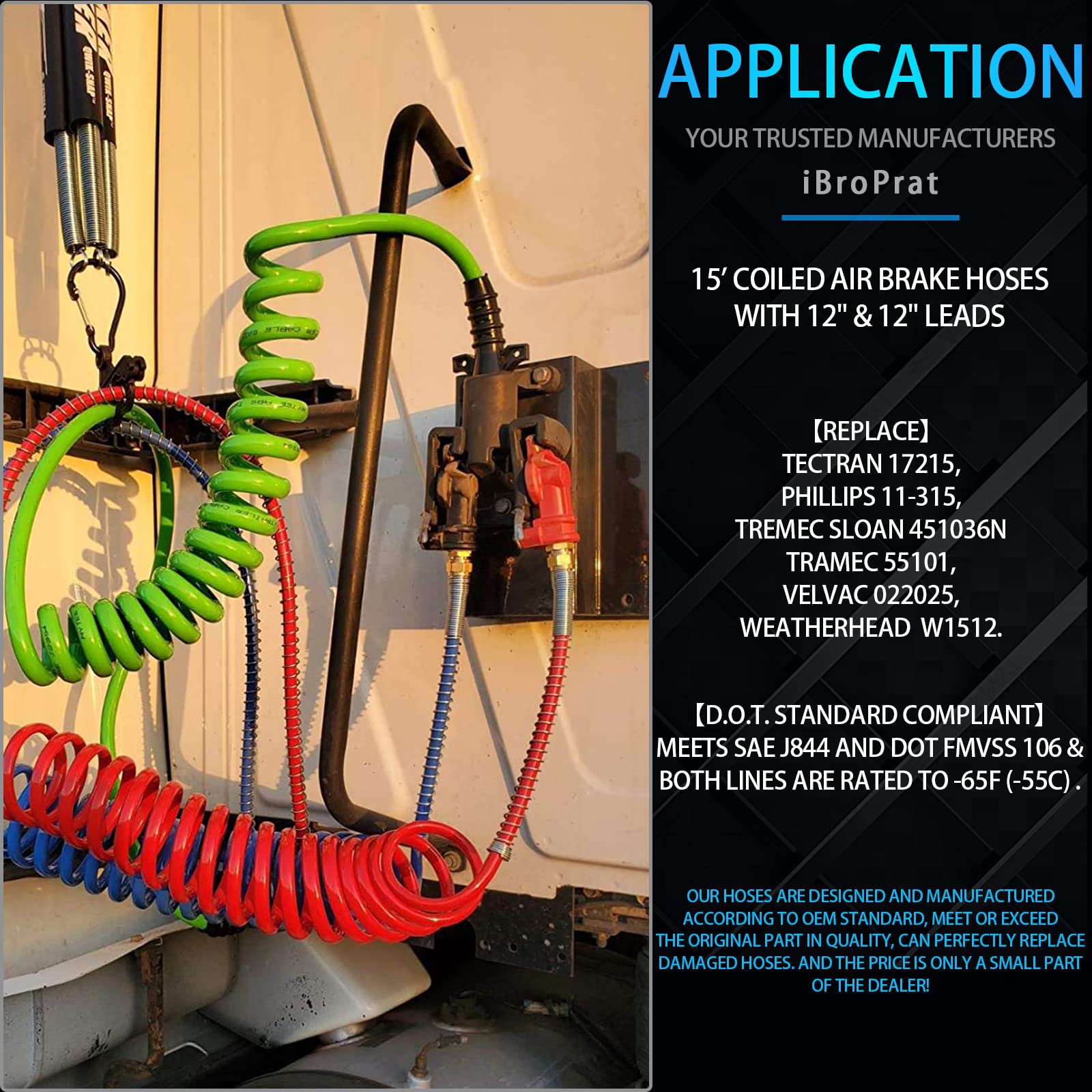 Snapklik.com : iBroPrat Air Lines For Semi Truck, 15 Coiled Air Brake Hoses