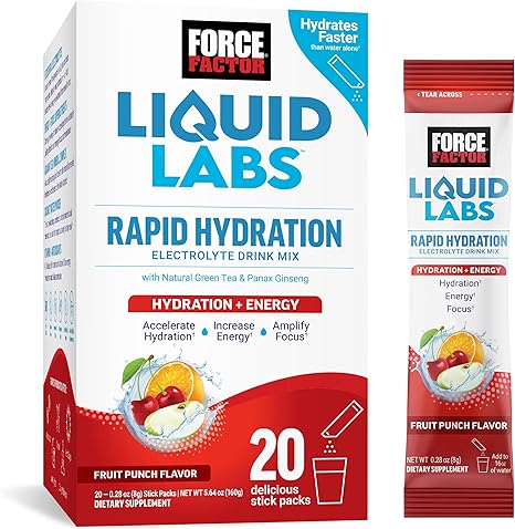Amazon.com: Force Factor Liquid Labs Energy Drink, Electrolytes Powder ...