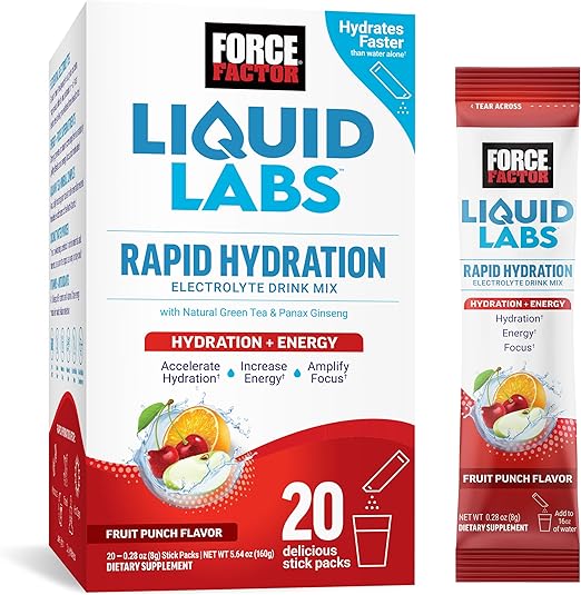 Amazon.com: FORCE FACTOR Liquid Labs Energy Drink, Electrolytes Powder ...