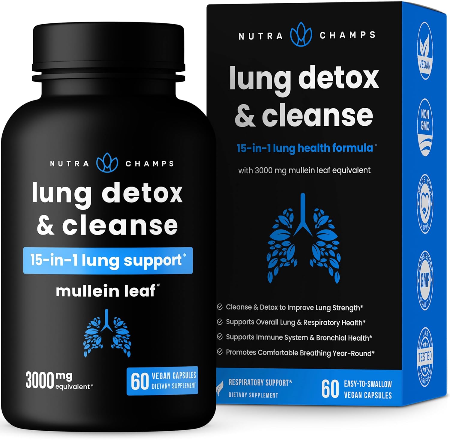 Amazon.com: Lung Detox & Cleanse | Mullein Leaf Capsules | 15-In-1 Lung ...