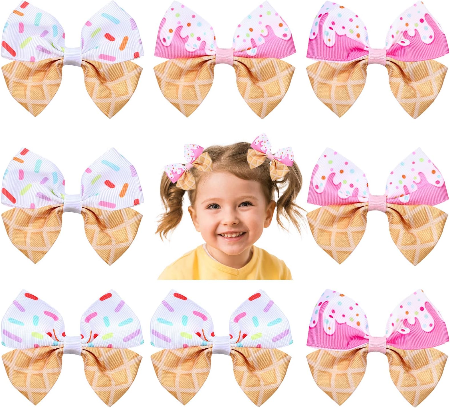 Amazon.com : Whaline 4Pcs Ice Cream Sprinkles Bow Hair Clips Cake Donut ...