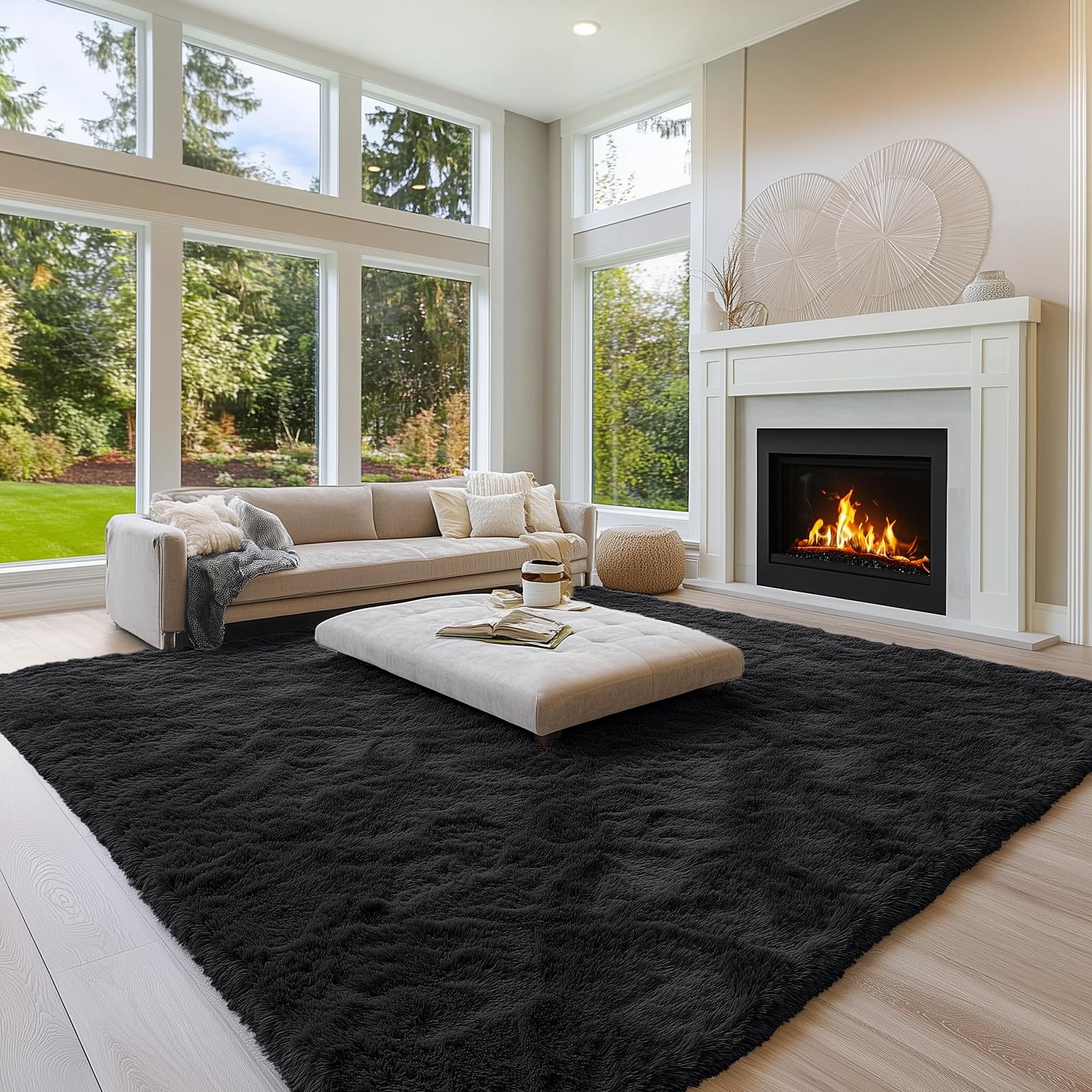 OLANLY Fluffy Area Rug for Living Room Bedroom, 8x10 Feet Soft Shaggy ...