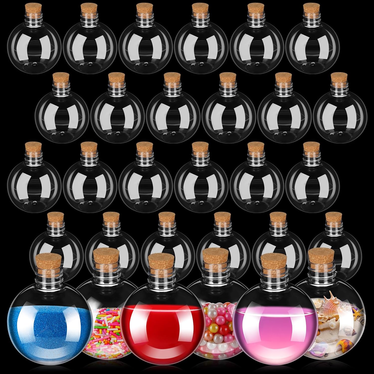 Amazon.com: 30 Pcs Plastic Potion Bottles with Corks, Spherical Sand ...