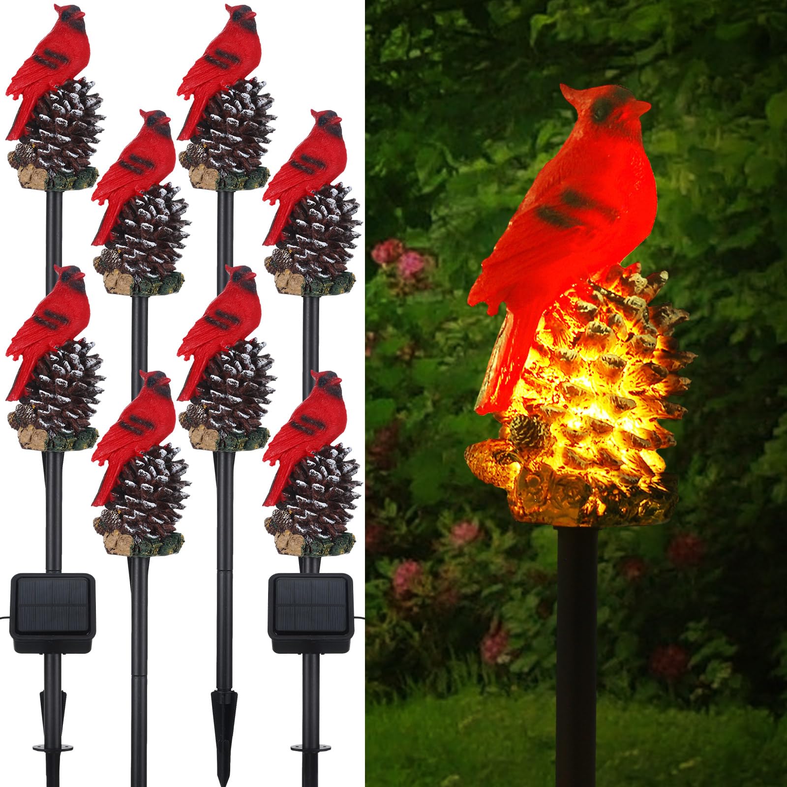 VIHOSE Cardinal Solar Stake Lights Red Bird Figurine Solar Stake Light ...
