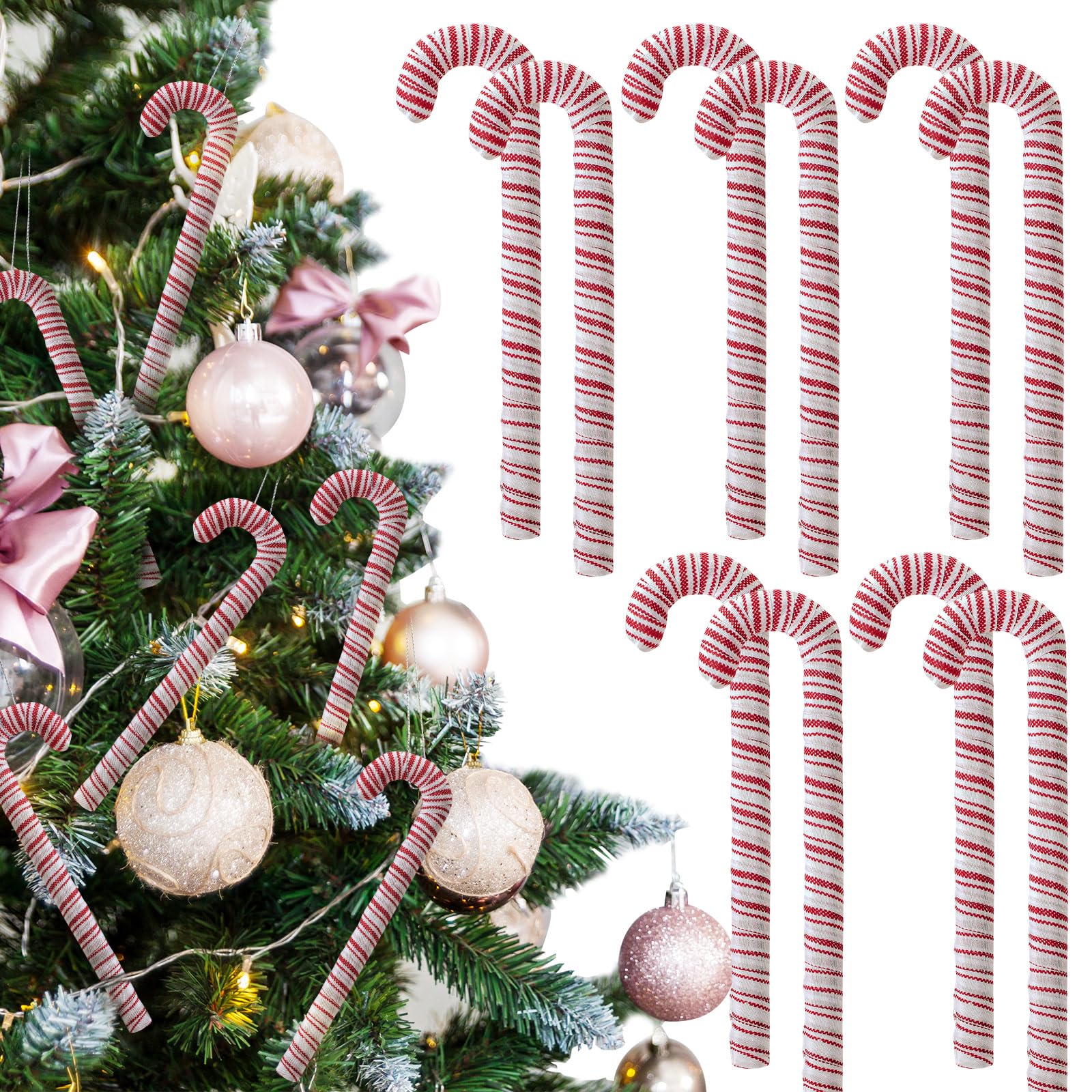 Amazon.com: Rtteri 12 Pcs Christmas Candy Cane Hanging Ornaments Plaid ...