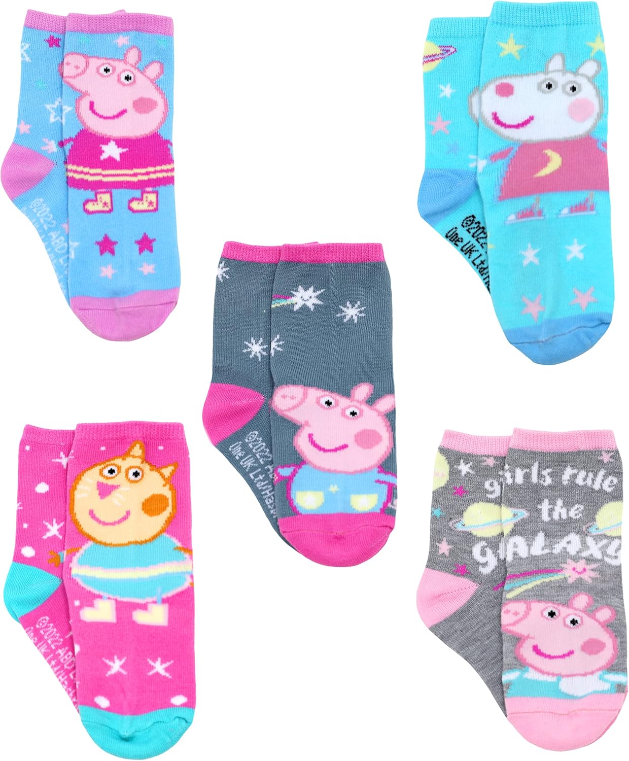 Amazon.com: Peppa Pig Girls Toddler Multi Pack Socks Set, Small, Blue ...